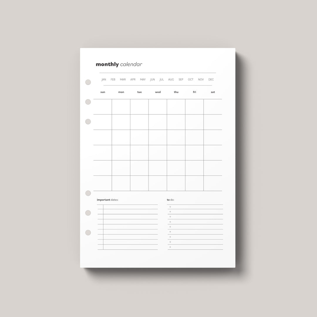 monthly calendar – just design studio